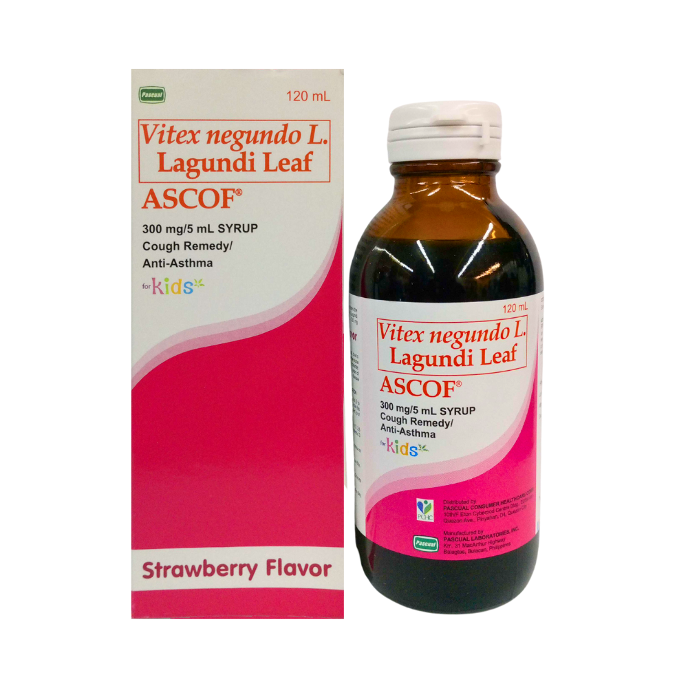 Ascof Lagundi Strawberry 300mg/5ml Syrup 120ml