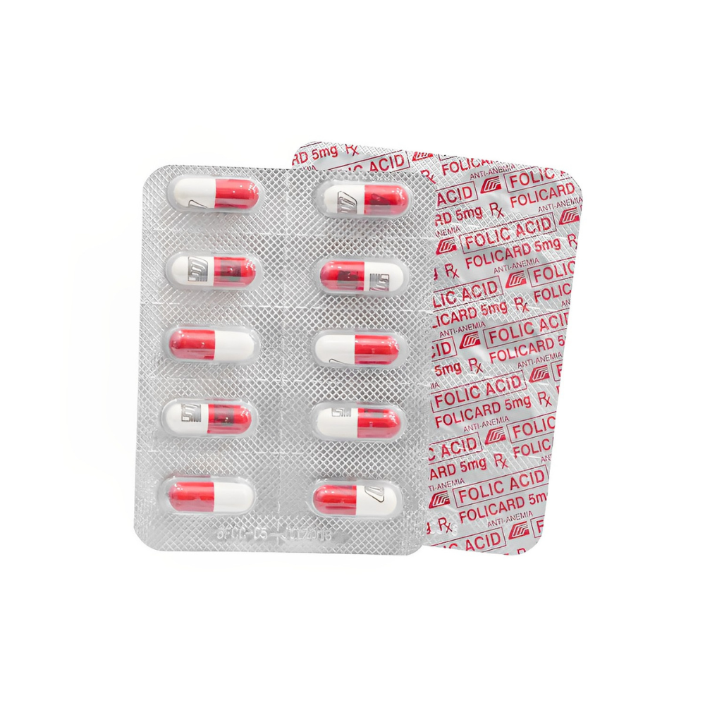 Folicard Folic Acid 5mg Capsule By 10's