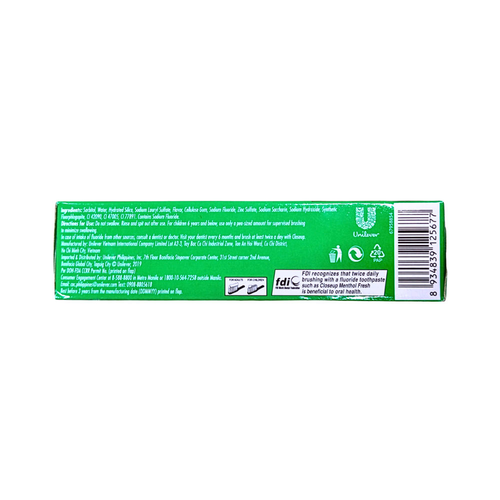 Close Up Anti-Bacterial Toothpaste Menthol Fresh Value Twin Pack 120g