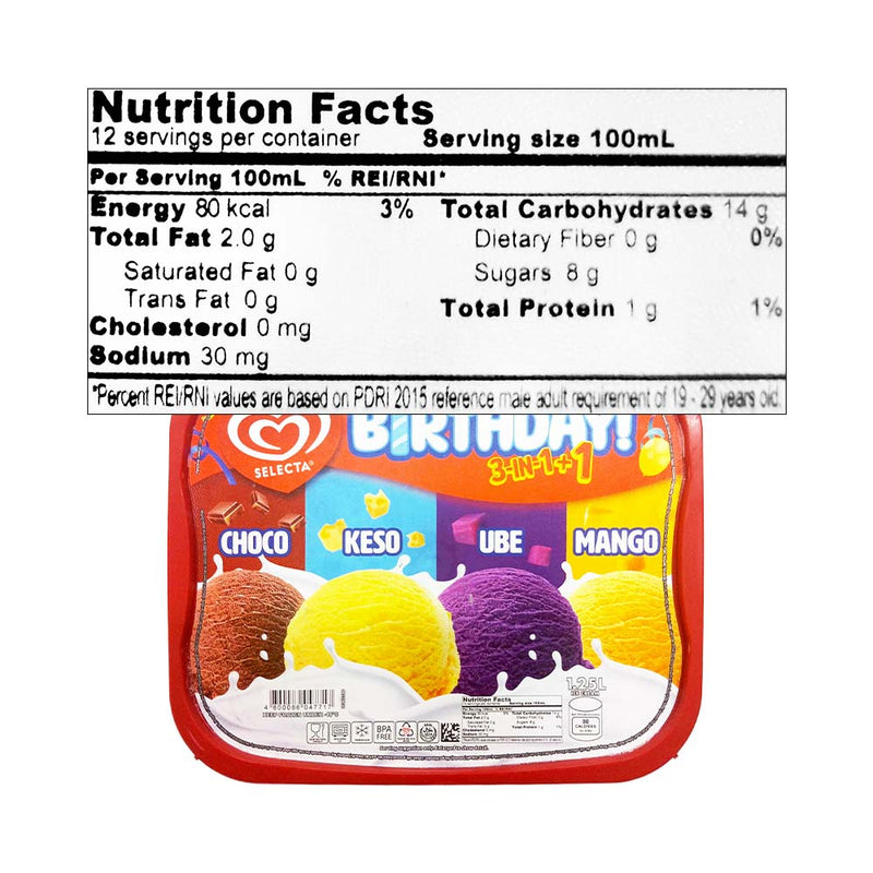 Selecta Ice Cream 3in1 Choco Keso Ube Mango 1.25L