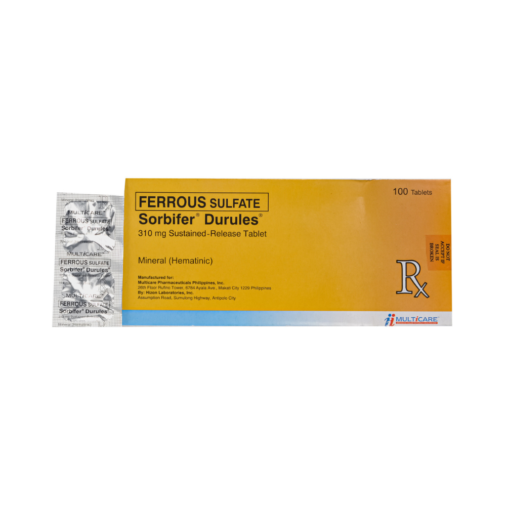 Sorbifer Durules Ferrous Sulfate 100mg Tablet