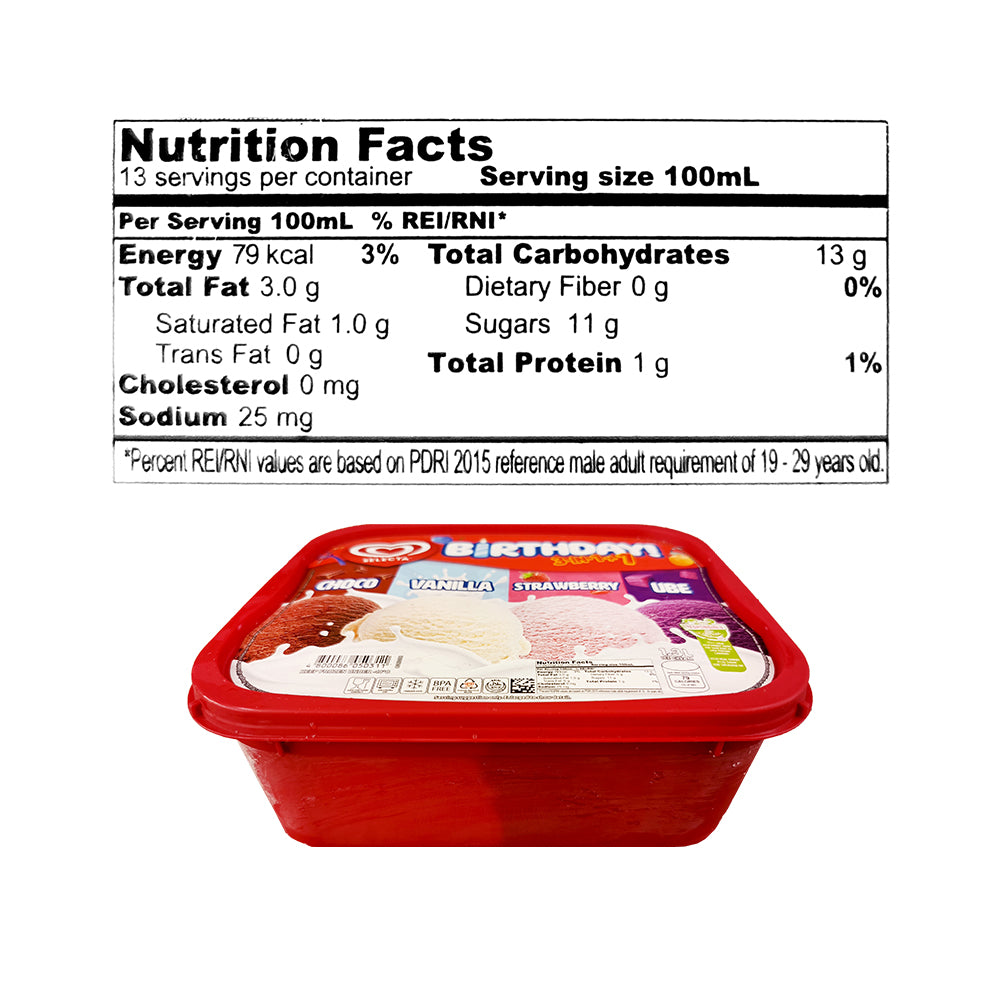 Selecta IH Birthday 3 in 1 + 1 Choco Vanilla Strawberry Ube 1.3L