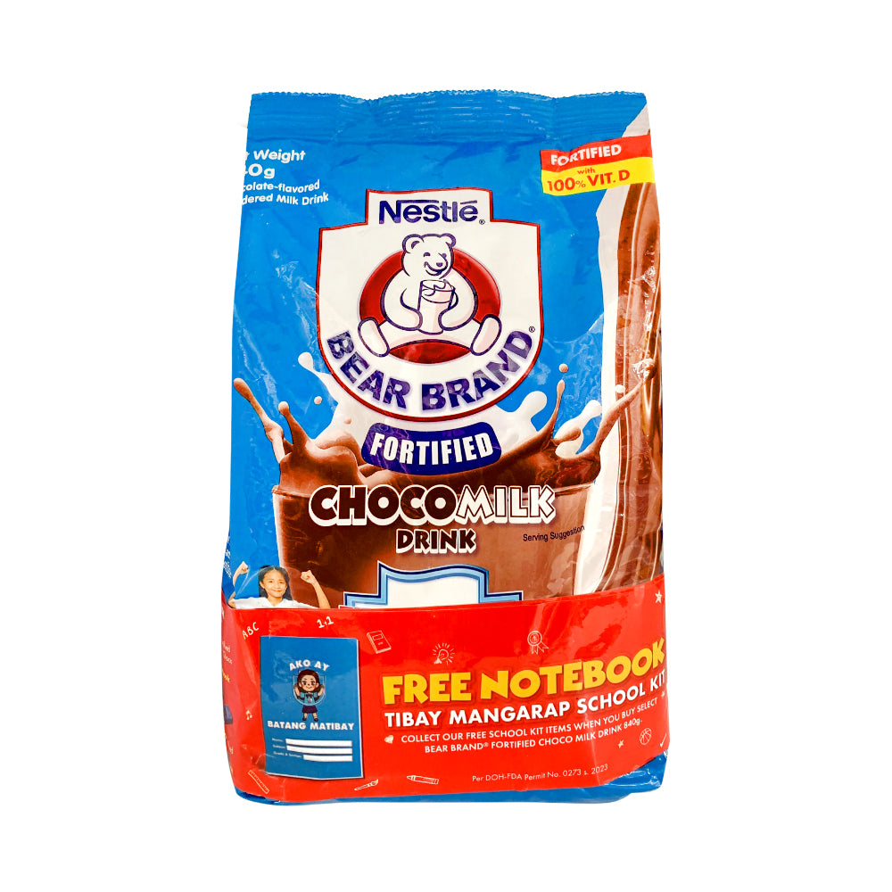 Bear Brand Fortified Chocolate Flavored Powdered Milk 840g With Free N
