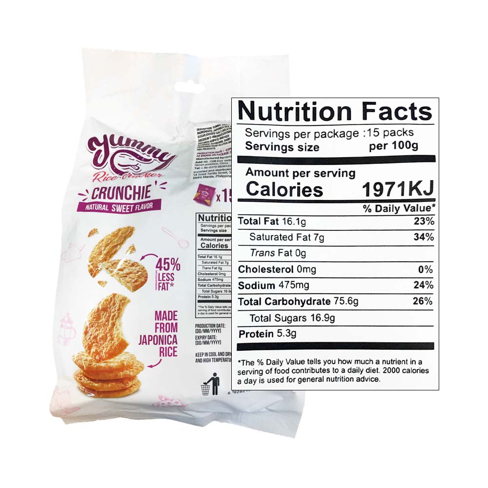 Yummy Natural Sweet Rice Cracker Natural Sweet Flavor 168g