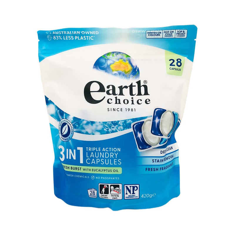 Earth Choice Laundry Capsules Fresh Burst With Eucalyptus Oil 3 In 1 4
