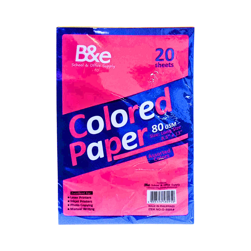 B&e Colored Paper 20 Sheet Assorted Long