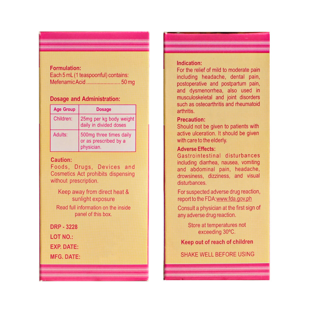 Mefenamic Acid 50mg/5ml Suspension 60ml