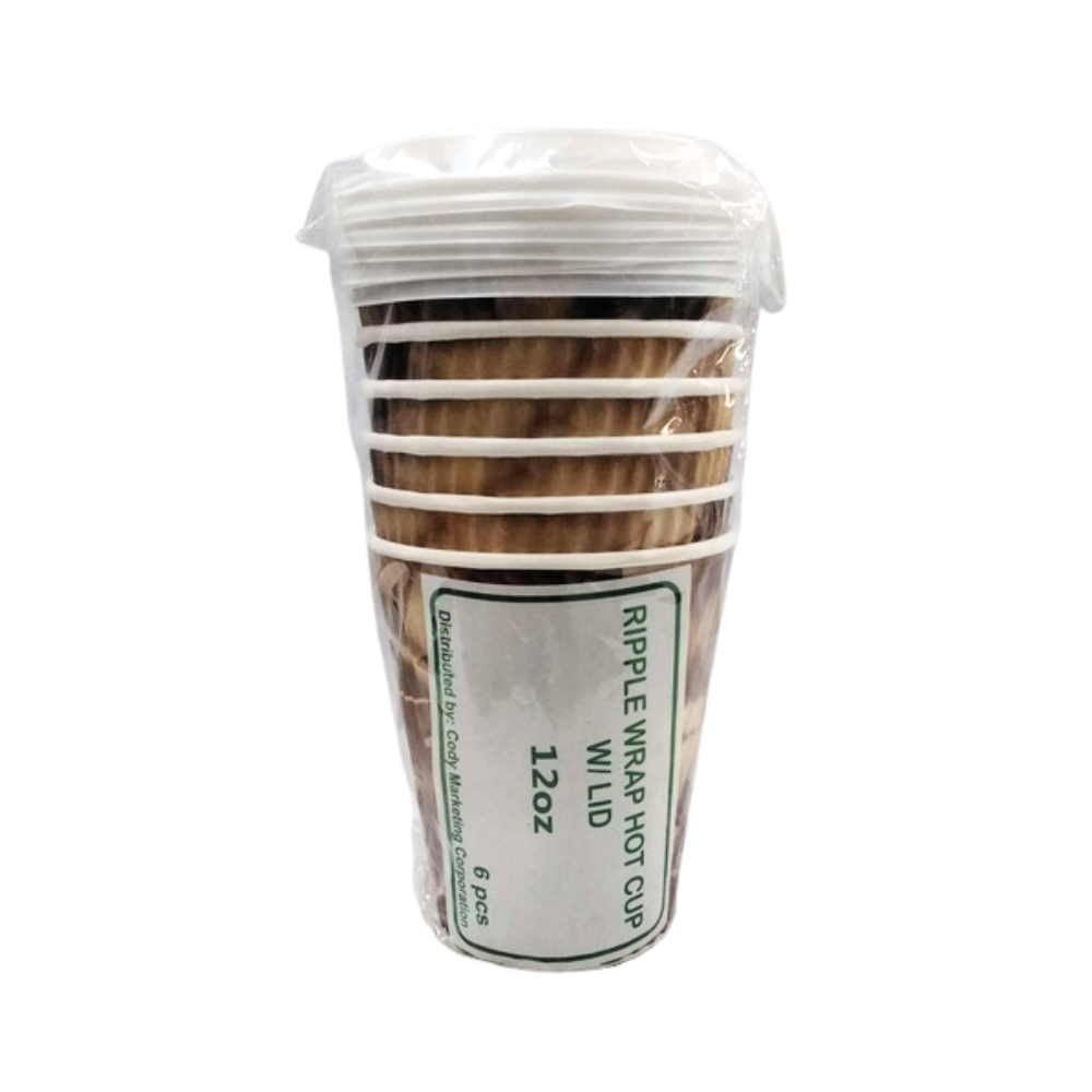 Ripple Wrap Hot Cup With Lid 120z 6's