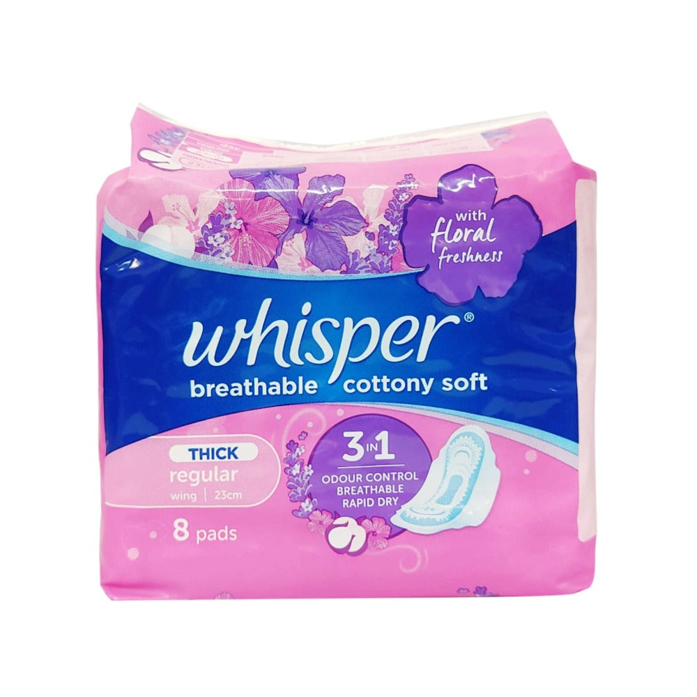 Whisper Regular Flow Cottony Soft With Wings 8 Pads