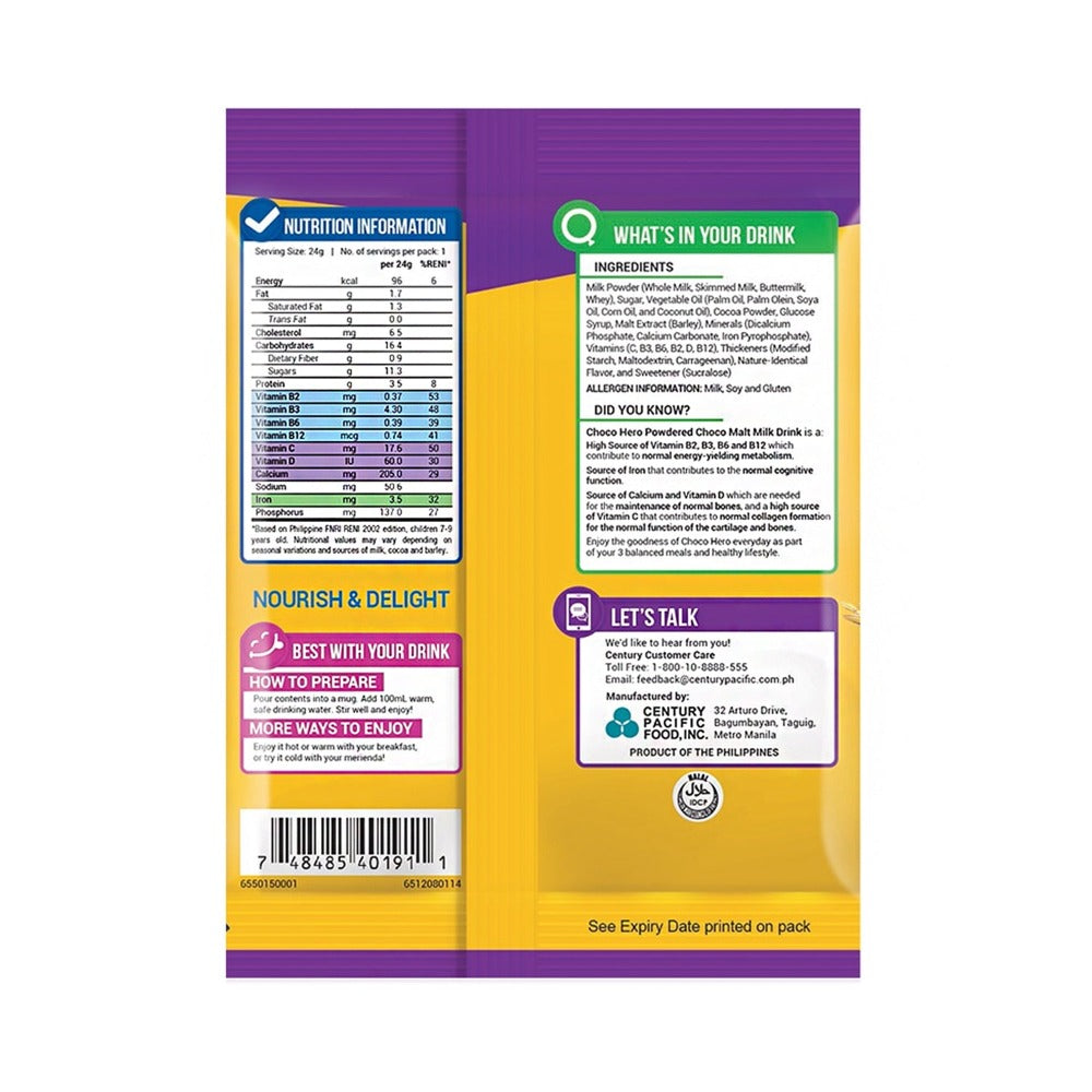 Choco Hero Powdered Choco Malt Milk Drink 24g