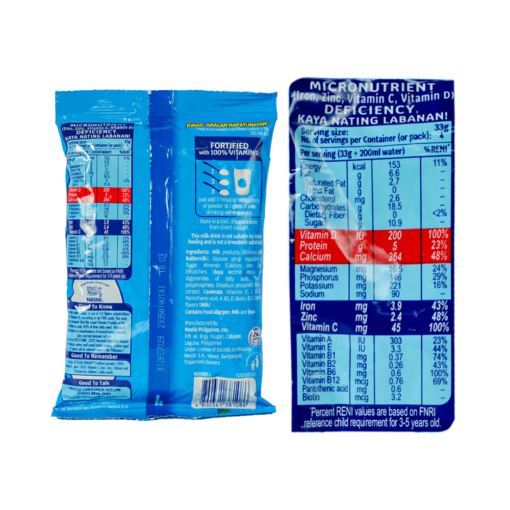 Bear Brand With Iron Powdered Milk 135g
